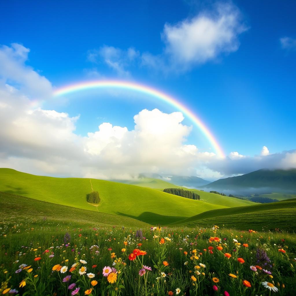 Breathtaking Rainbow Landscape: A Tranquil Escape into Nature's Beauty