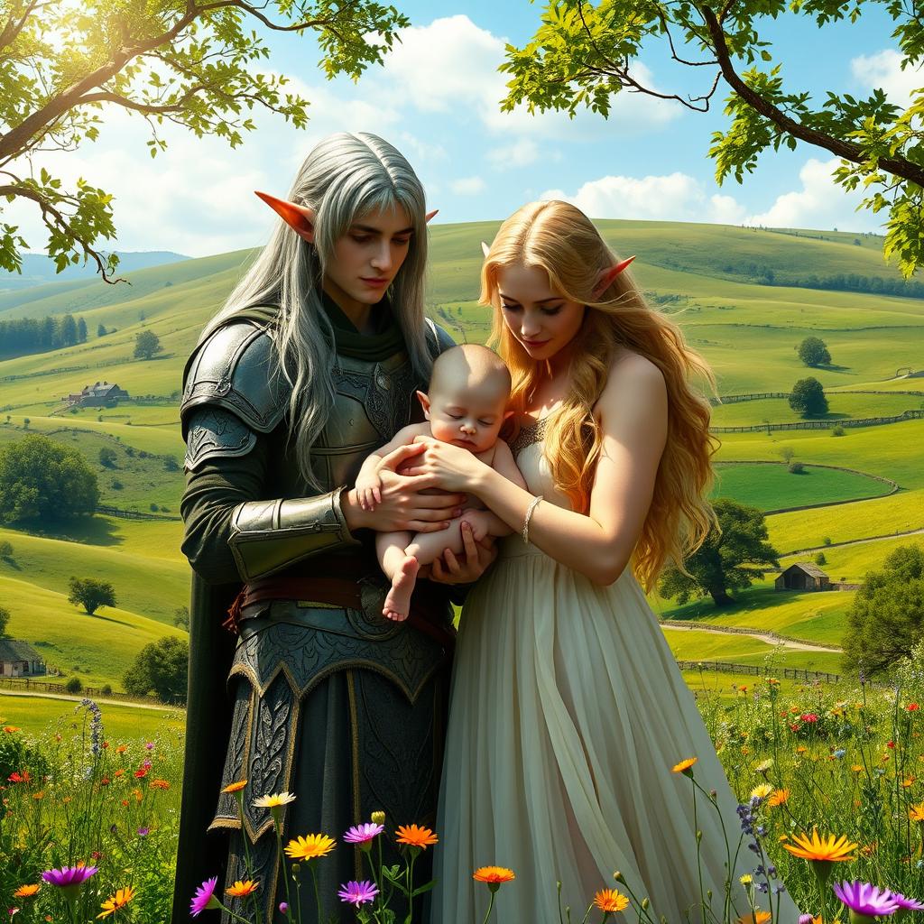 Magical Elven Family in Middle Earth: Enchanting AI-Generated Art