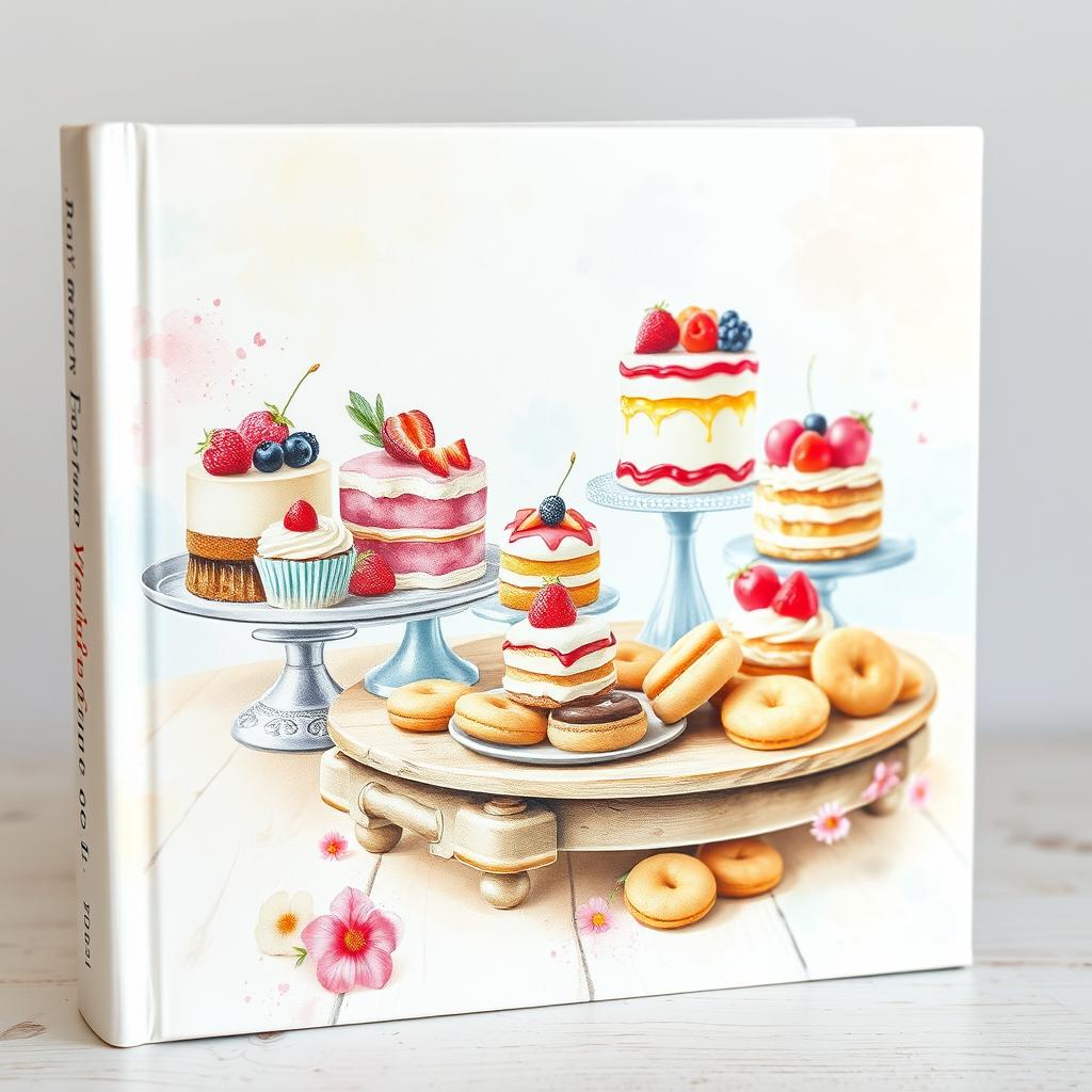 Stunning Watercolor Book Cover Design Featuring Delectable Desserts