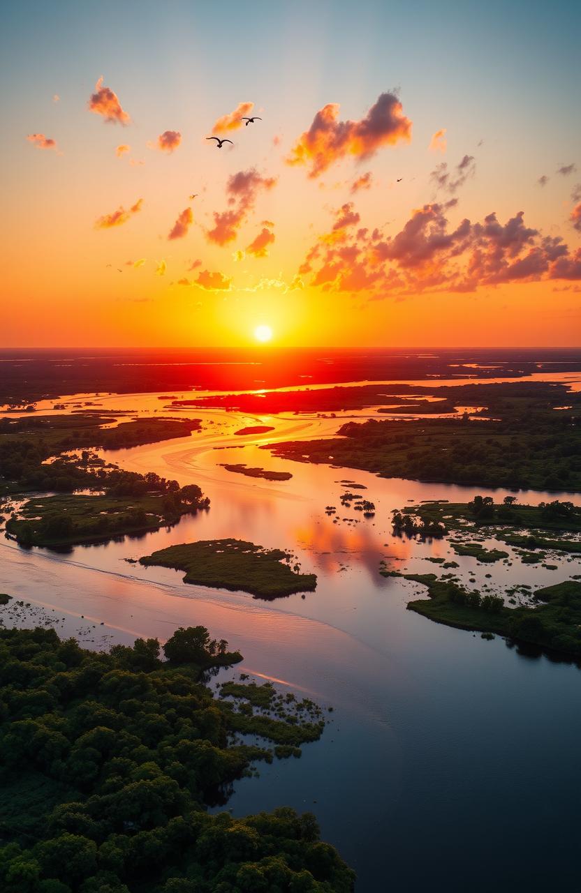 Breathtaking Delta Landscape at Sunset
