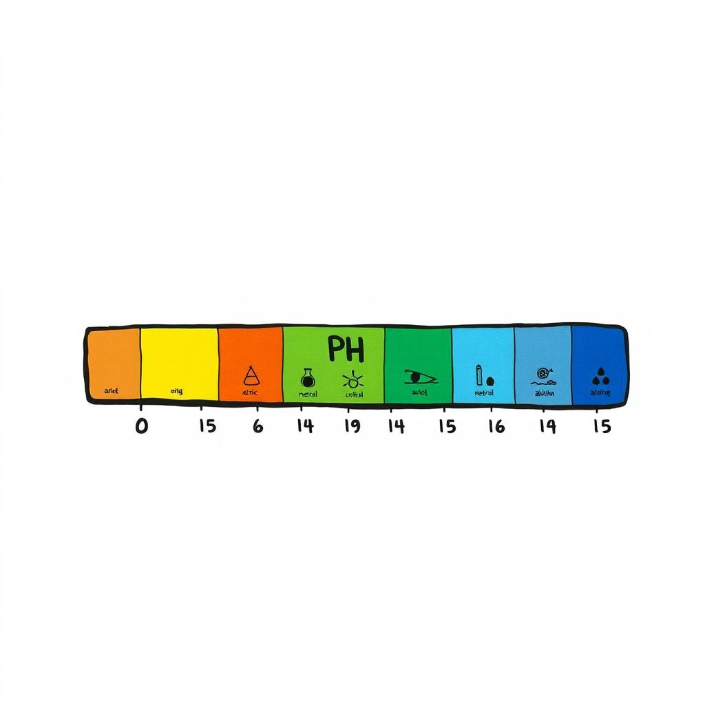 Colorful pH Scale Illustration in Microsoft Paint Style