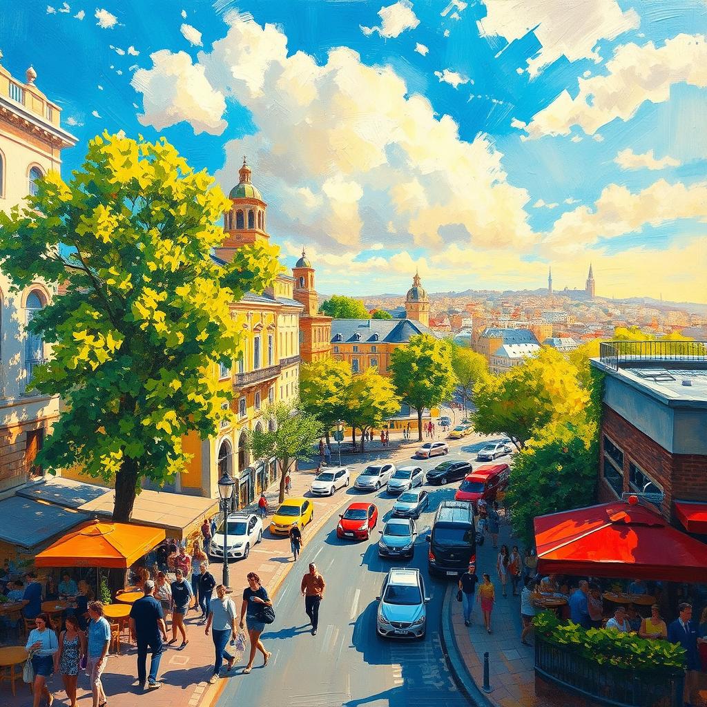 Vibrant Impressionist Cityscape: A Colorful Journey