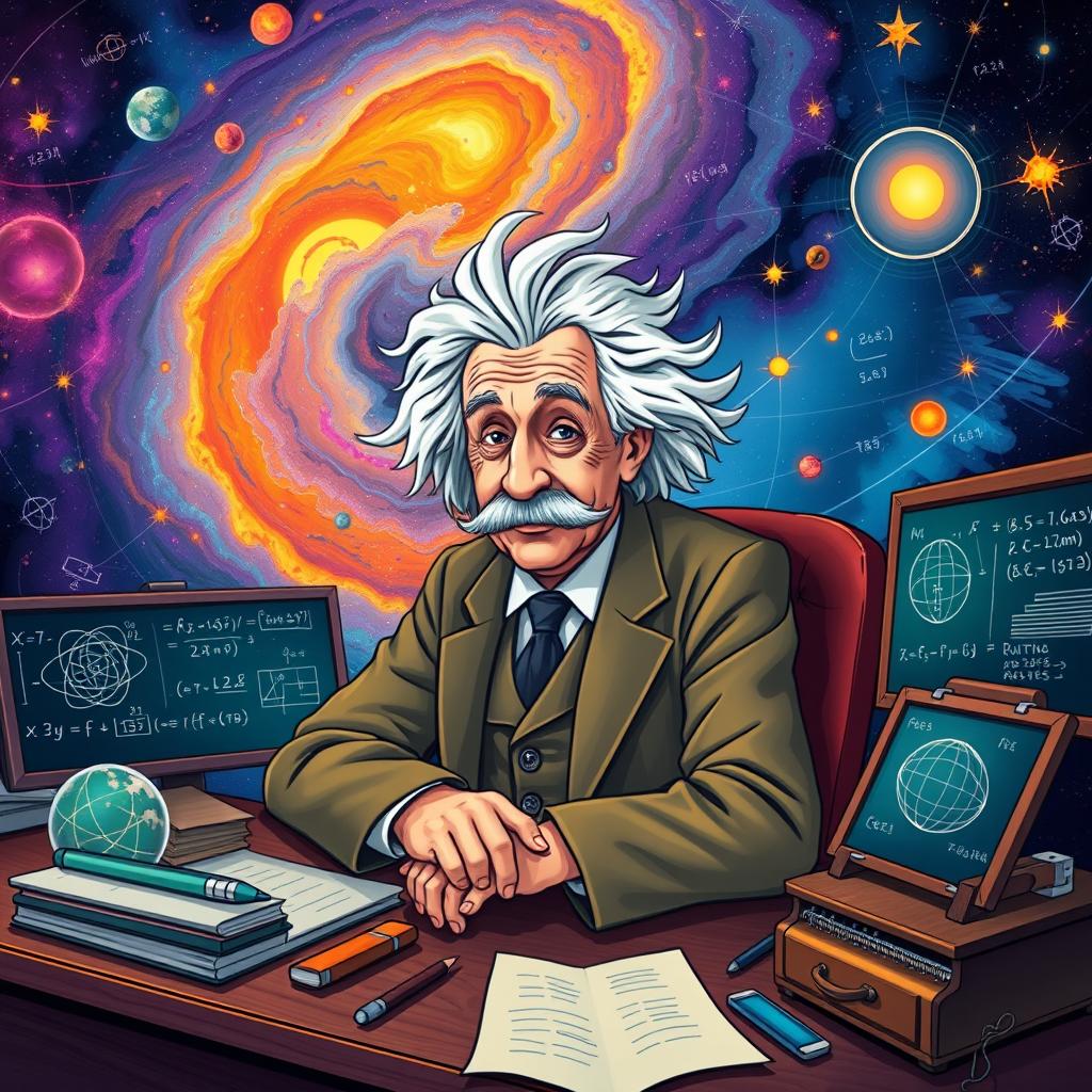 Dive into Genius: Vibrant Einstein Illustration