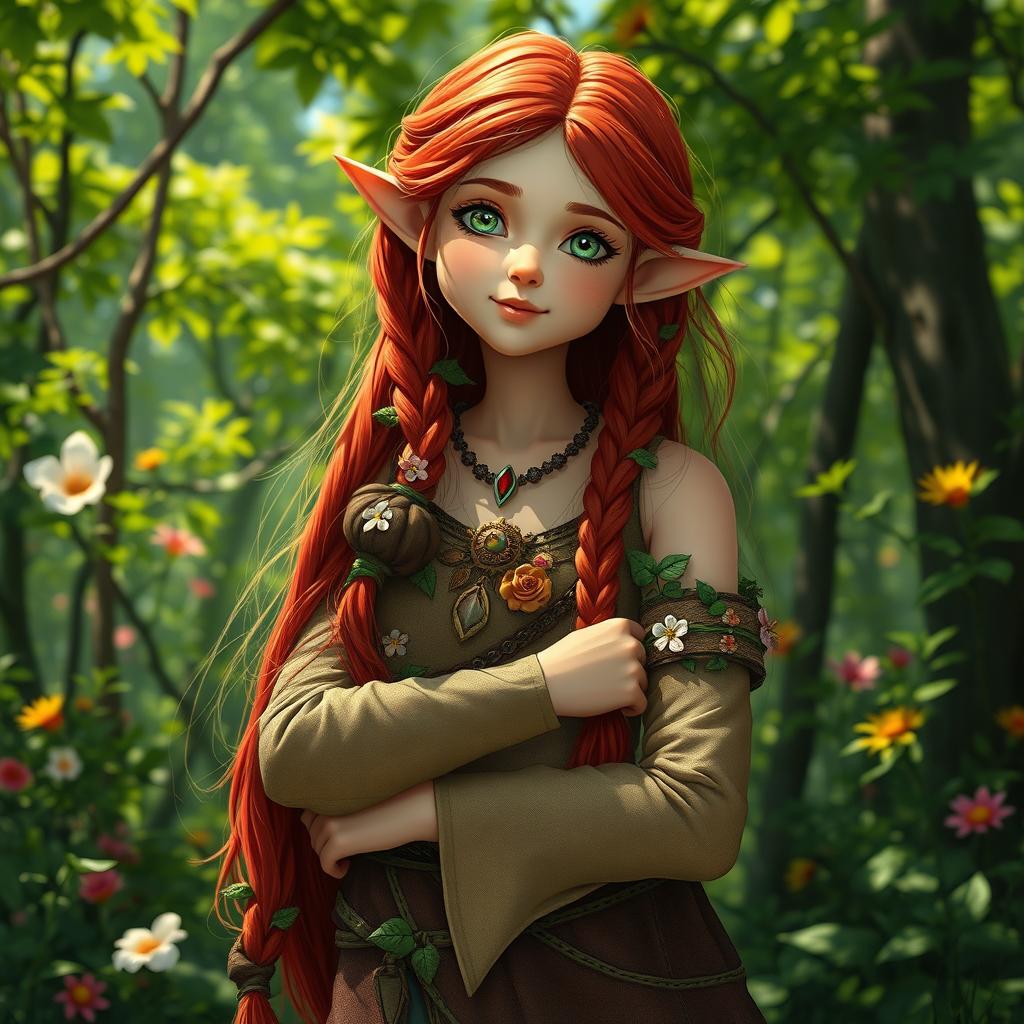 Enchanting Fae Halfling Druid in a Lush Forest