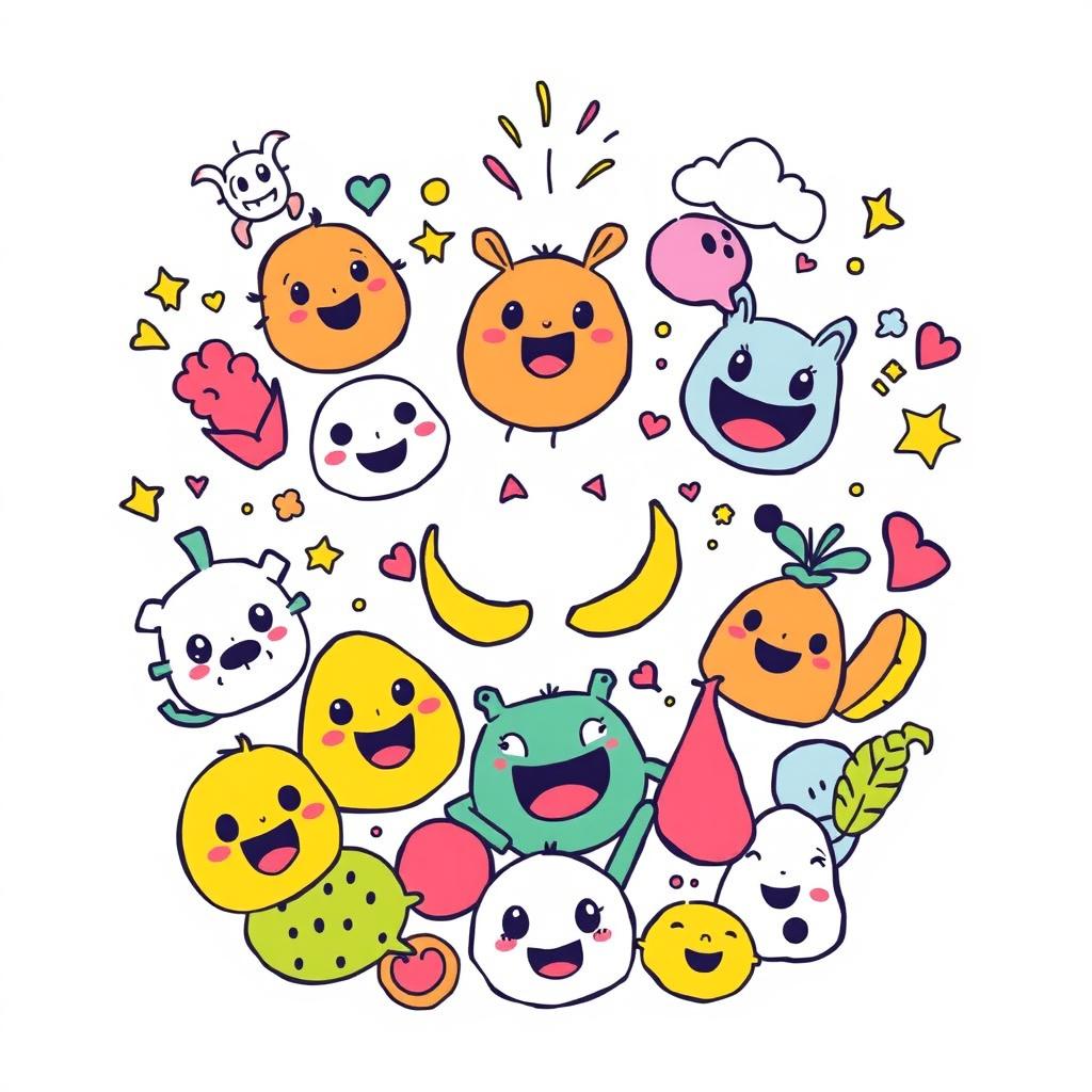 Colorful Cartoon Doodle T-Shirt Design