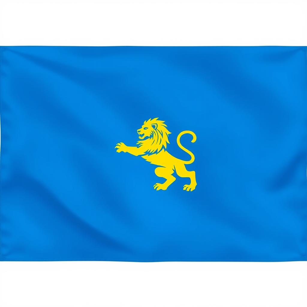 Vibrant Blue Flag with Yellow Lion