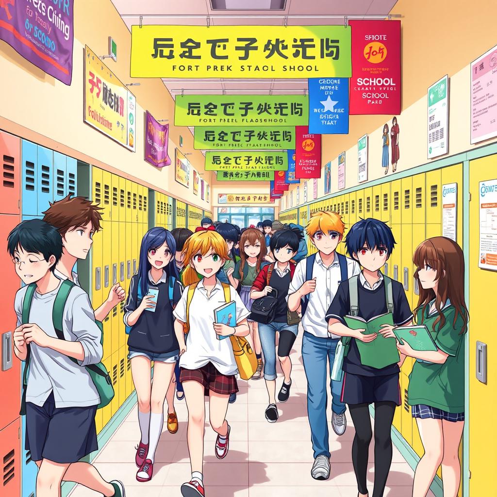 Dynamic School Days: A Lively Anime Corridor