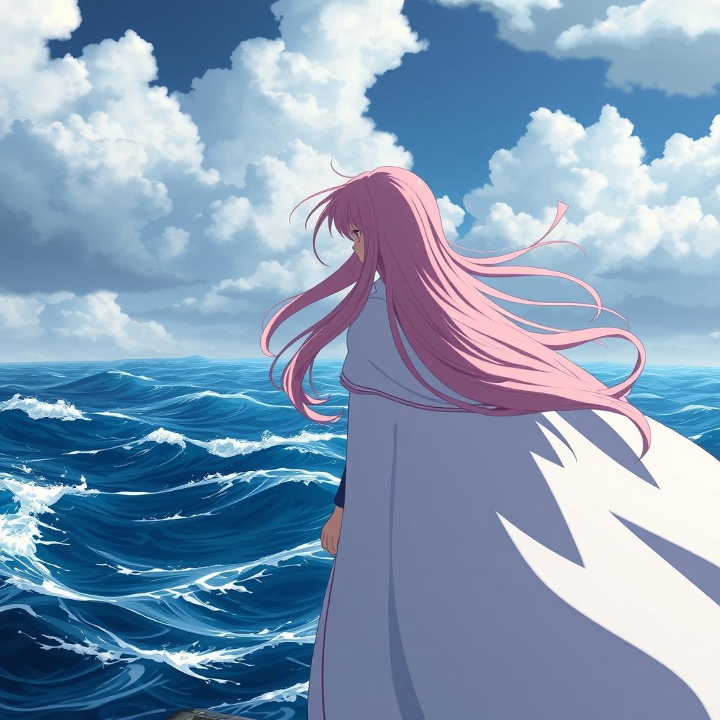 Epic Anime Heroine Staring into the Ocean