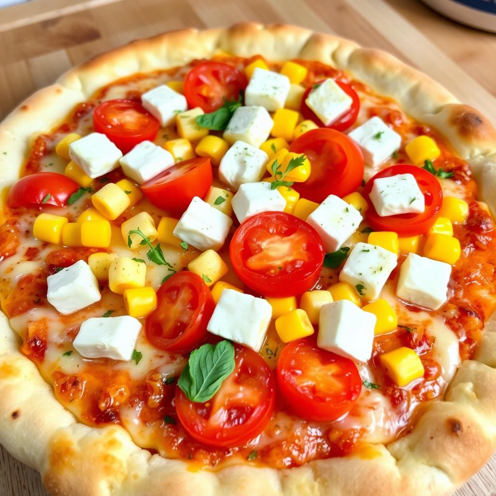 Savor the Delight of Sweet Corn & Tomato Pizza