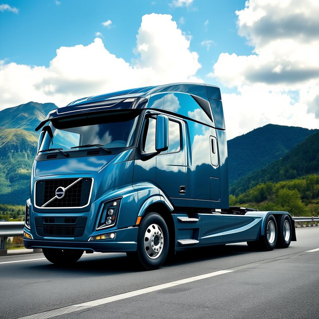Drive into the Future: Modern Volvo Truck on Scenic Highway