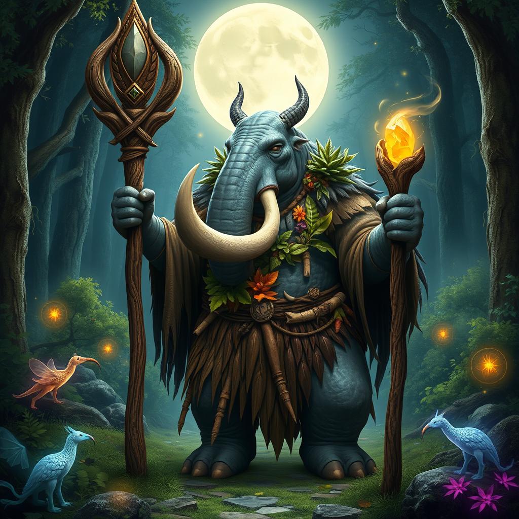 Majestic Loxodon Druid in Enchanted Forest