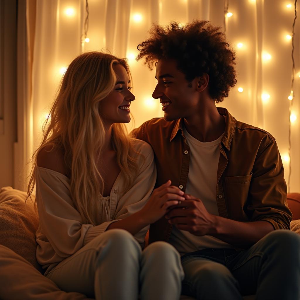 Romantic Interracial Love: A Cozy Moment Captured