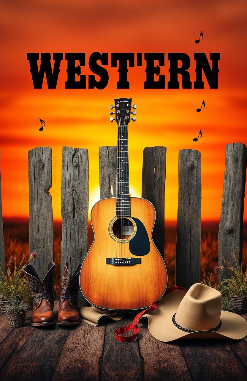 Rustic Western Music Album Cover Design | Idyllic AI