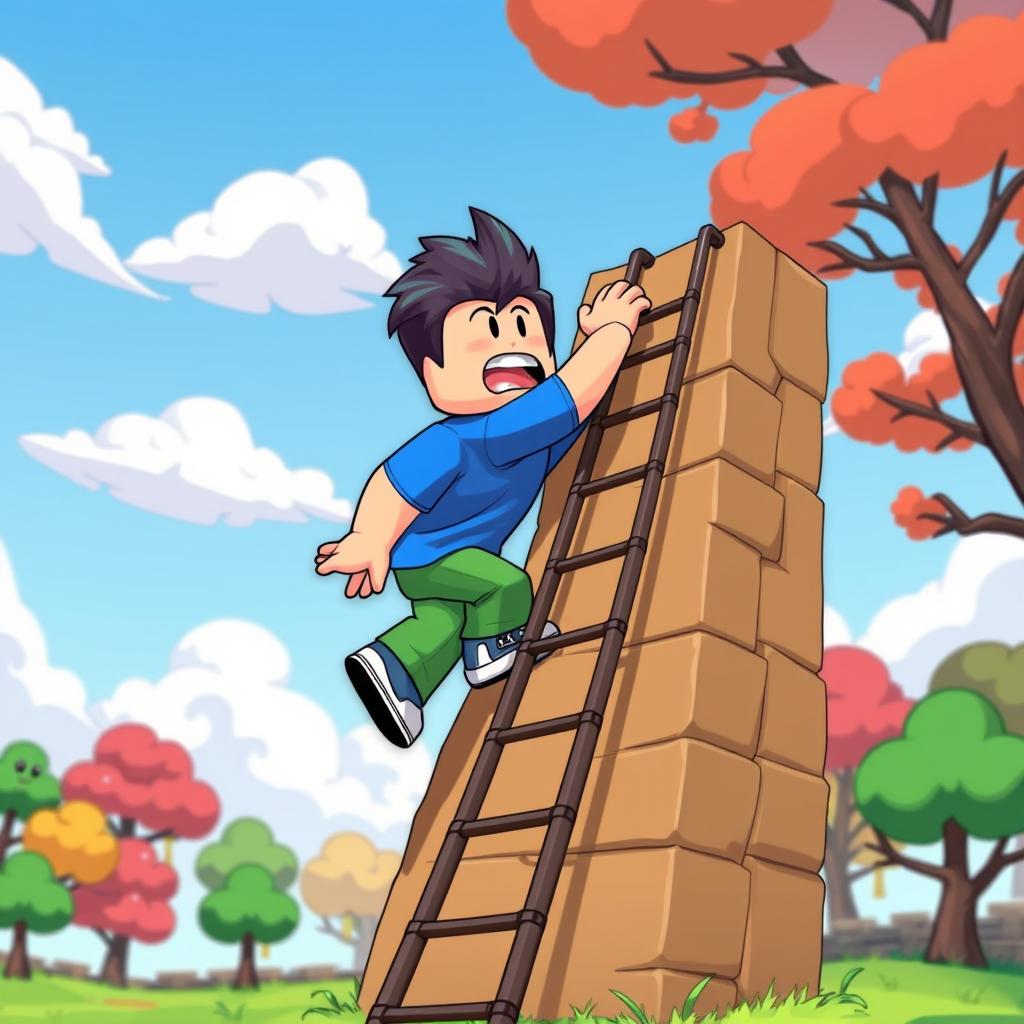 Climbing Fun: The Roblox Noob's Whimsical Wall Challenge