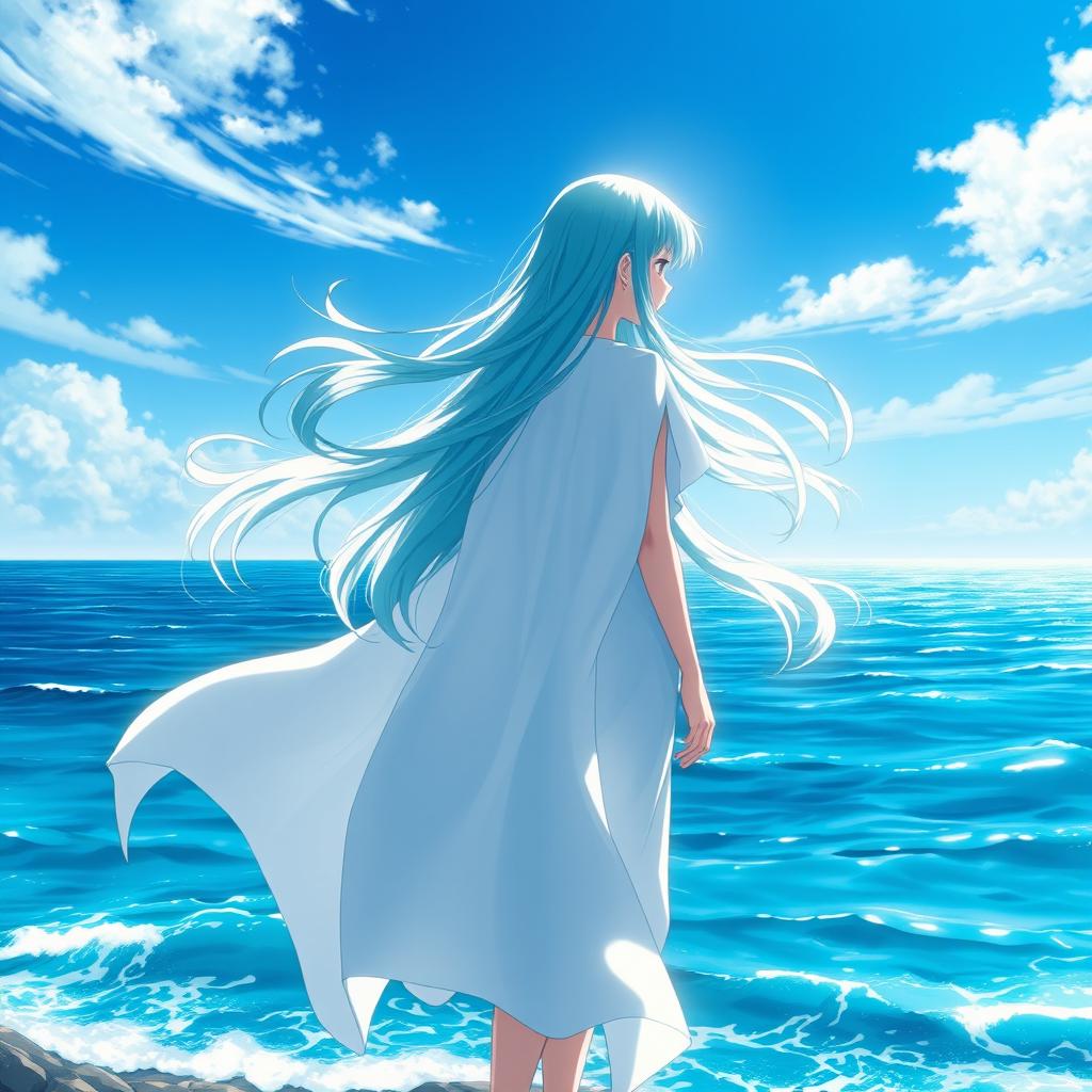 Enchanting Anime Heroine by the Ocean