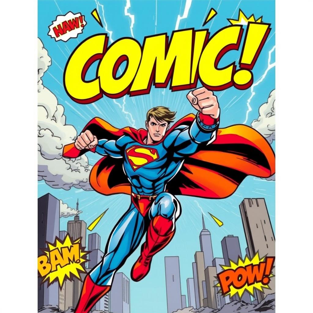 Dynamic Superhero Comic Book Cover Design | Idyllic AI