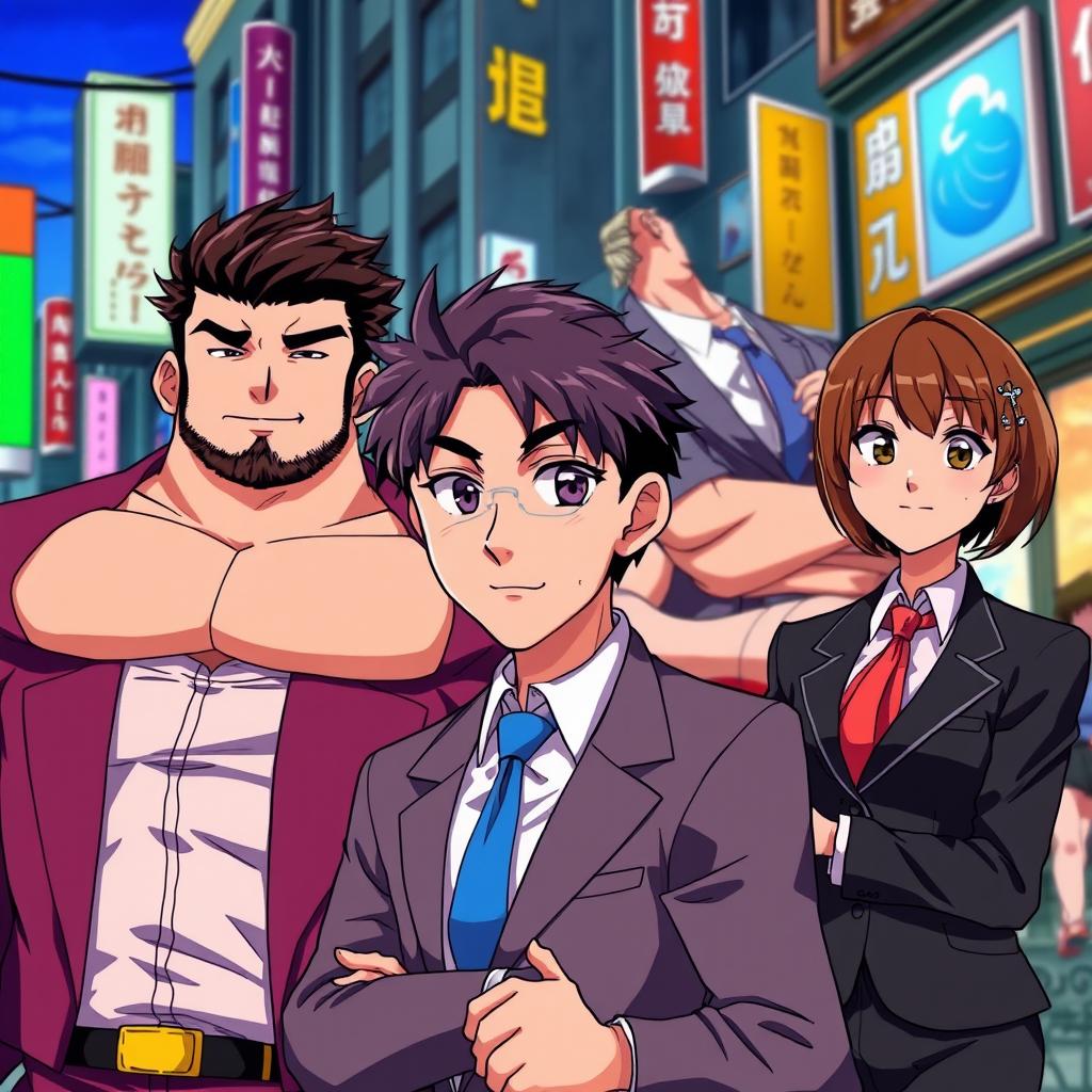 Vibrant Anime Scene Featuring Stylish Characters in Formal Attire
