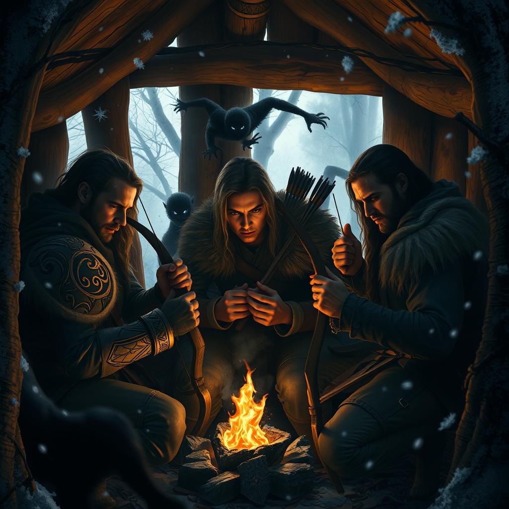 Warriors Crafting Bows in a Dark Enchanted Forest - A Tense Fantasy ...