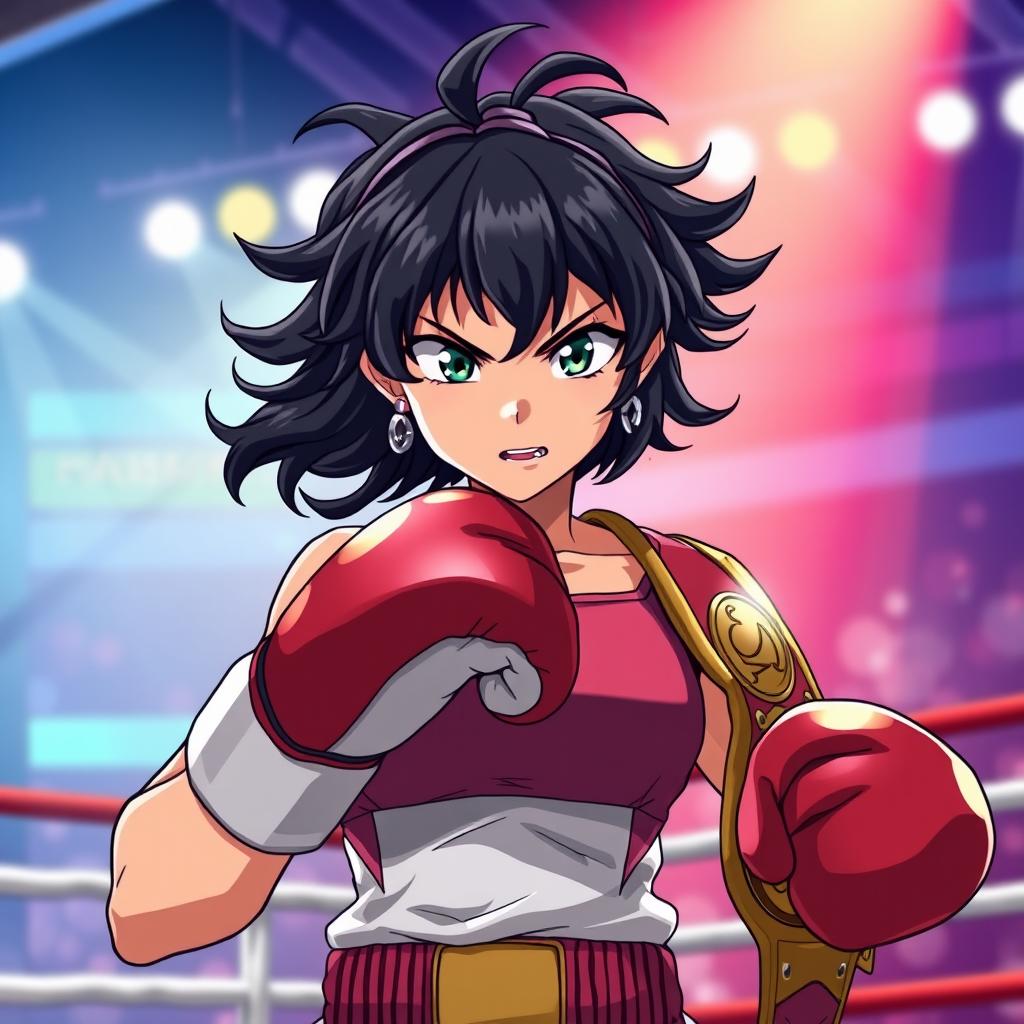Powerful Anime Boxer: Fierce Determination and Dynamic Style