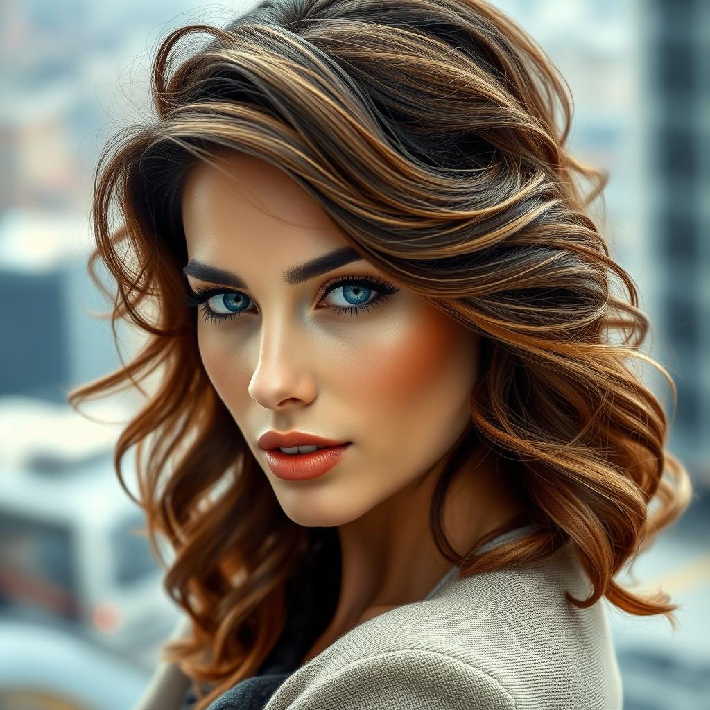 Elegant European Model: Urban High-Fashion Beauty