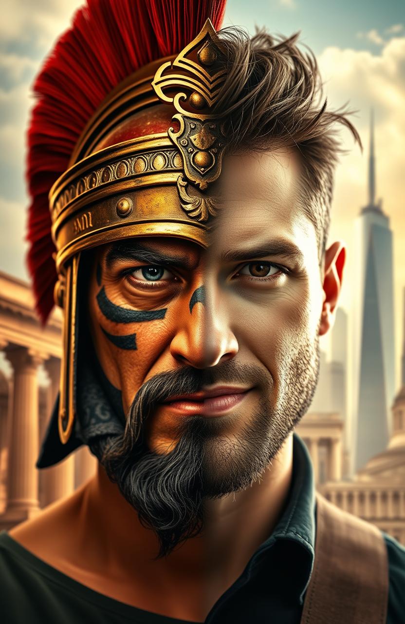 Duality of Time: Gladiator Meets Modern Man in Stunning AI Artwork