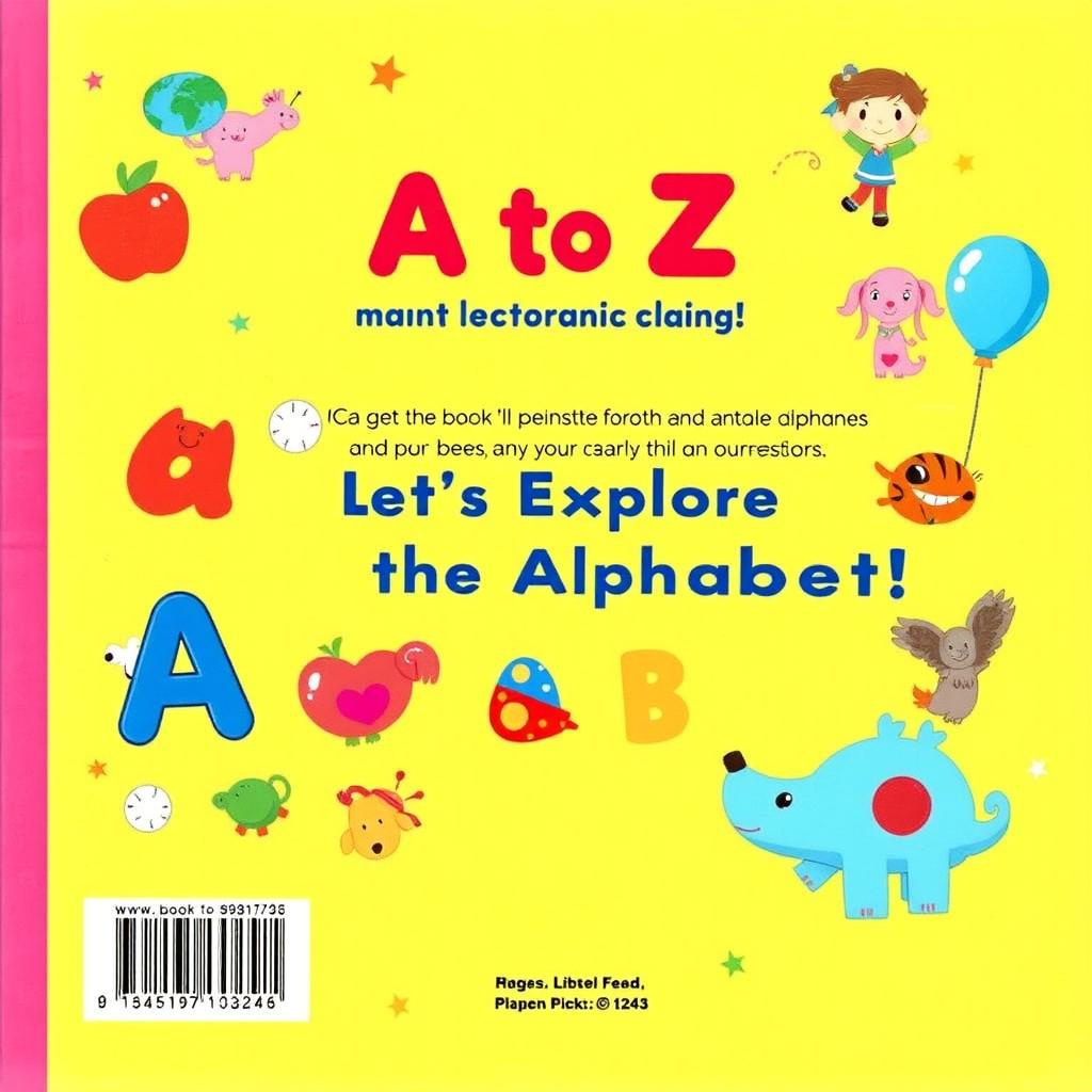 Colorful A to Z Alphabet Book Back Cover Design for Kids