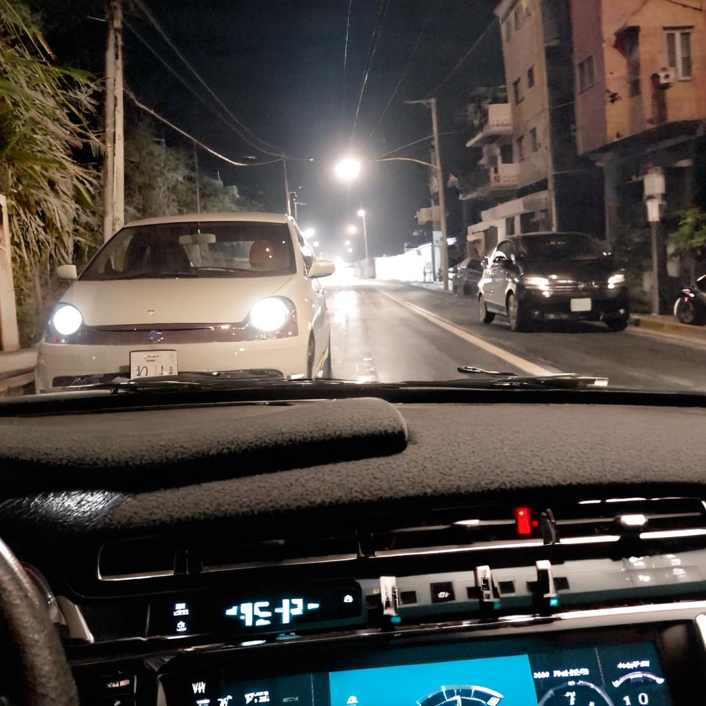 Cinematic Nighttime Drive: Urban Rainy Scene