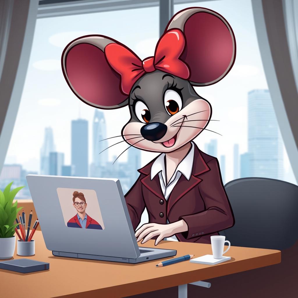 Professional Cartoon Mouse: A Modern Office Setup