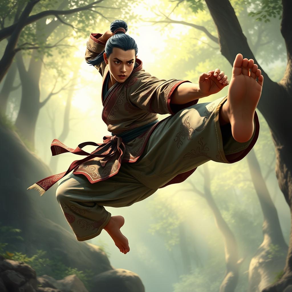 Dynamic Dungeons and Dragons Monk in Action - AI Art