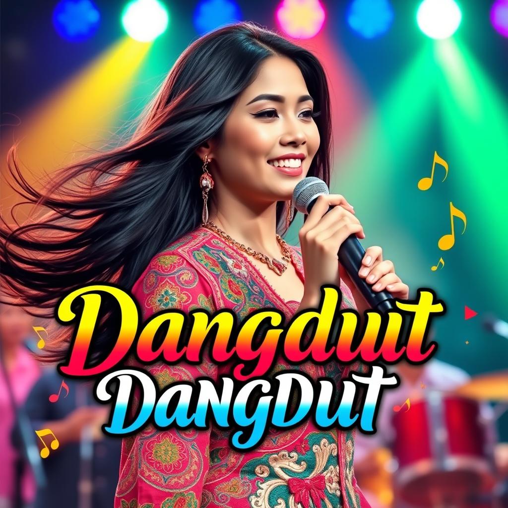 Vibrant Dangdut Album Poster Featuring Stunning Indonesian Singer