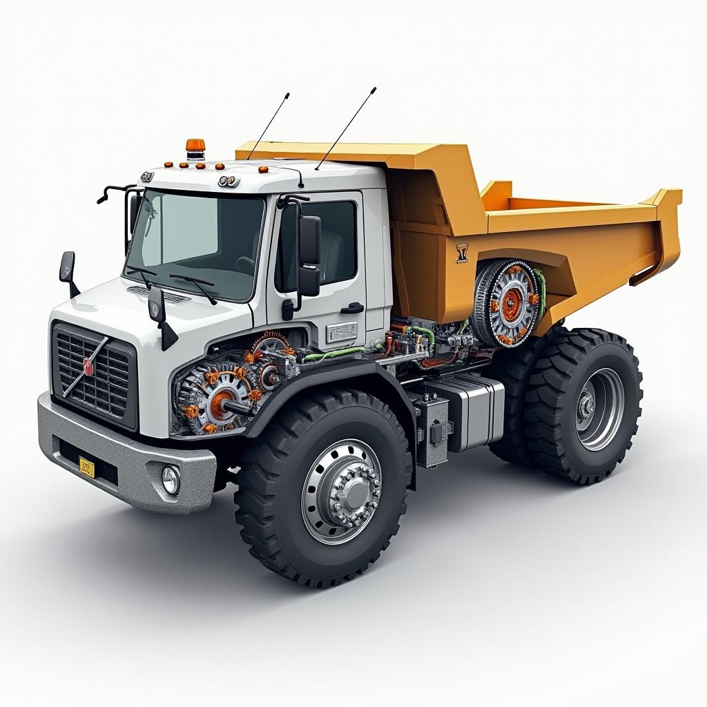 Innovative Dump Truck Transmission with In-Wheel Electric Motors
