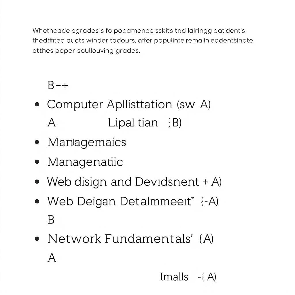 Updated Grades for Academic Document