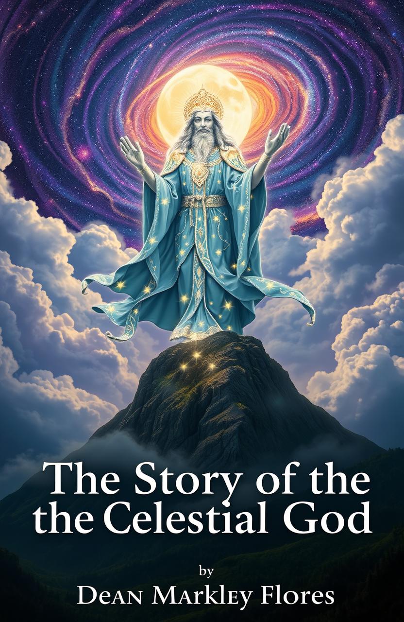 Celestial God on Mountain Peak: A Stunning Cosmic Vision