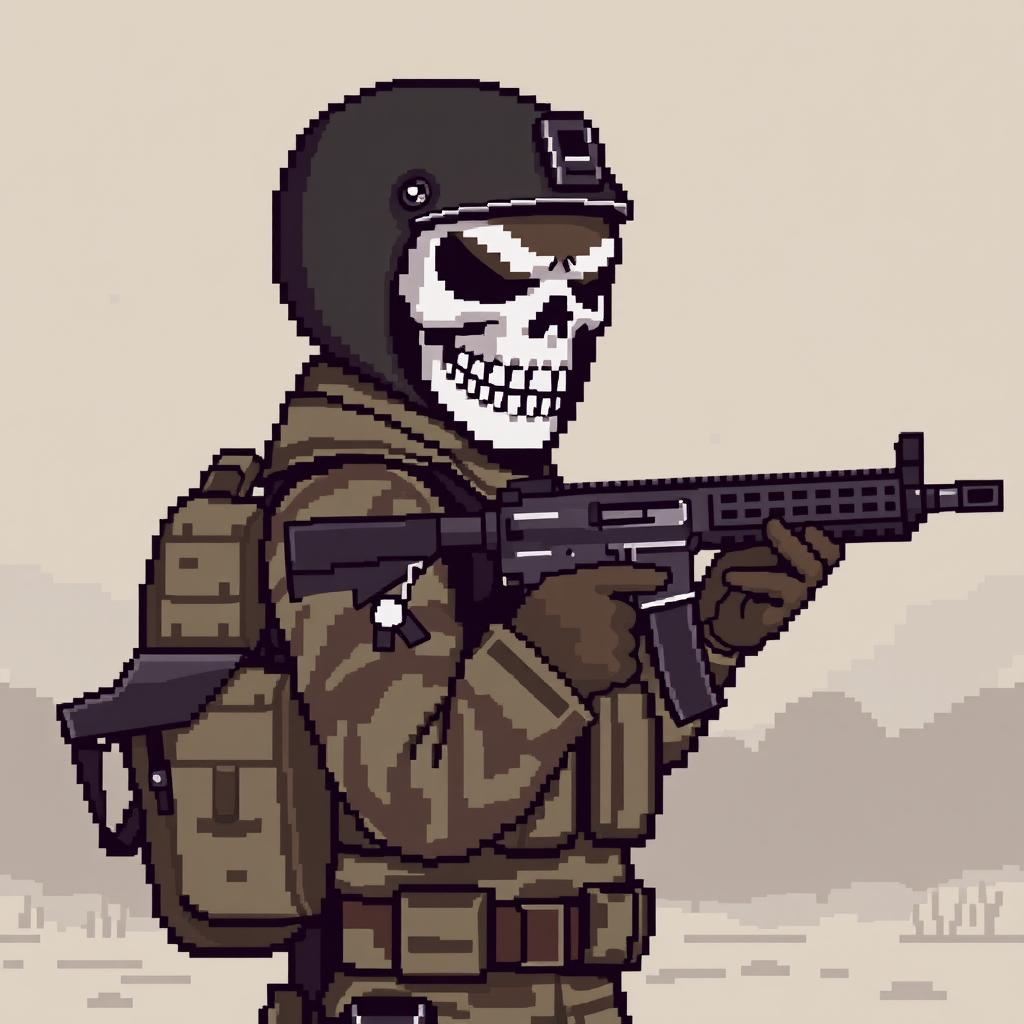 Pixel Art Soldier: Skull Mask & M4A1
