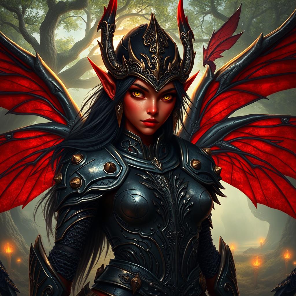Epic Tiefling Warrior with Fairy Wings