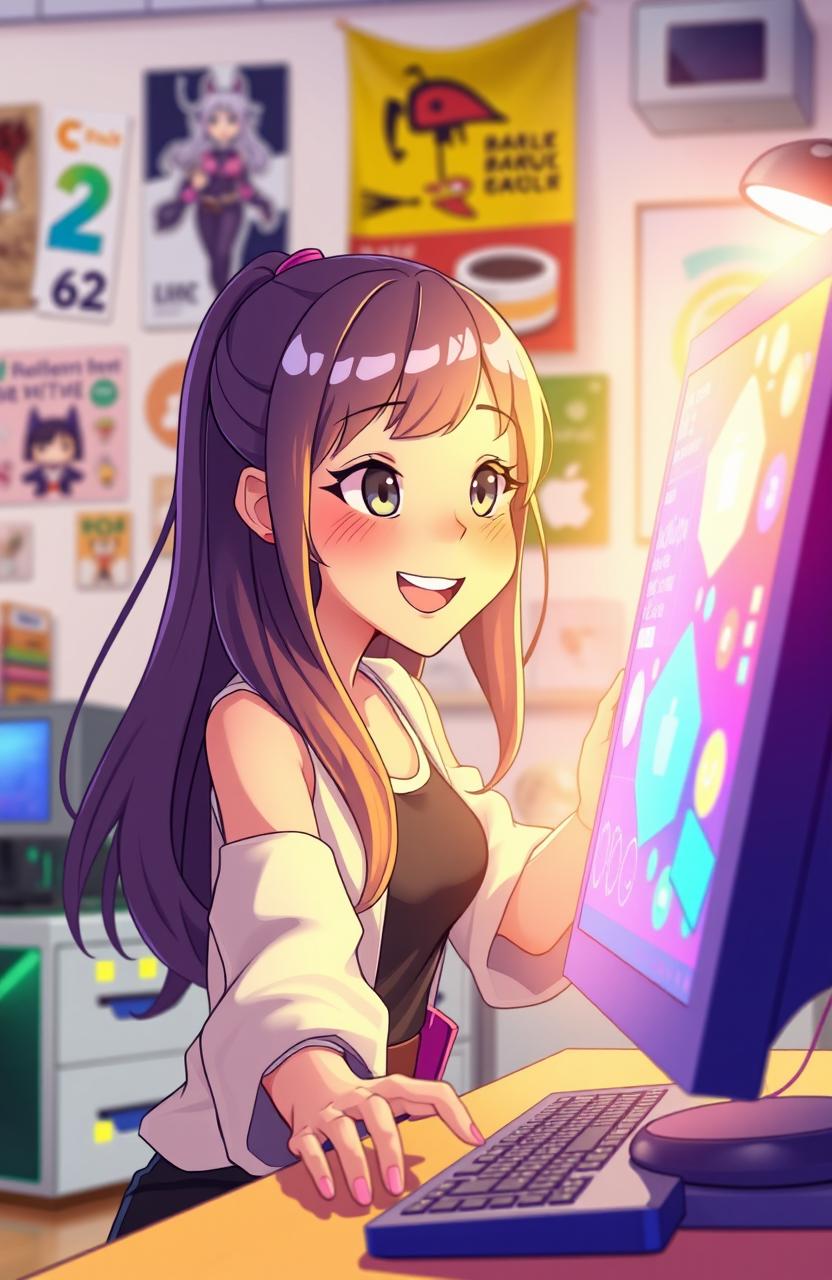 Connect with Creativity: A Girl's Colorful Interaction with Technology