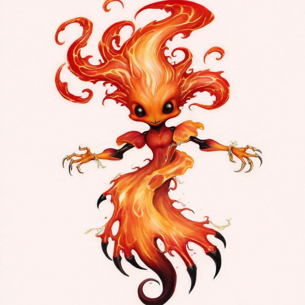 Whimsical Fiery Spirit: A Dynamic Flame Character Design