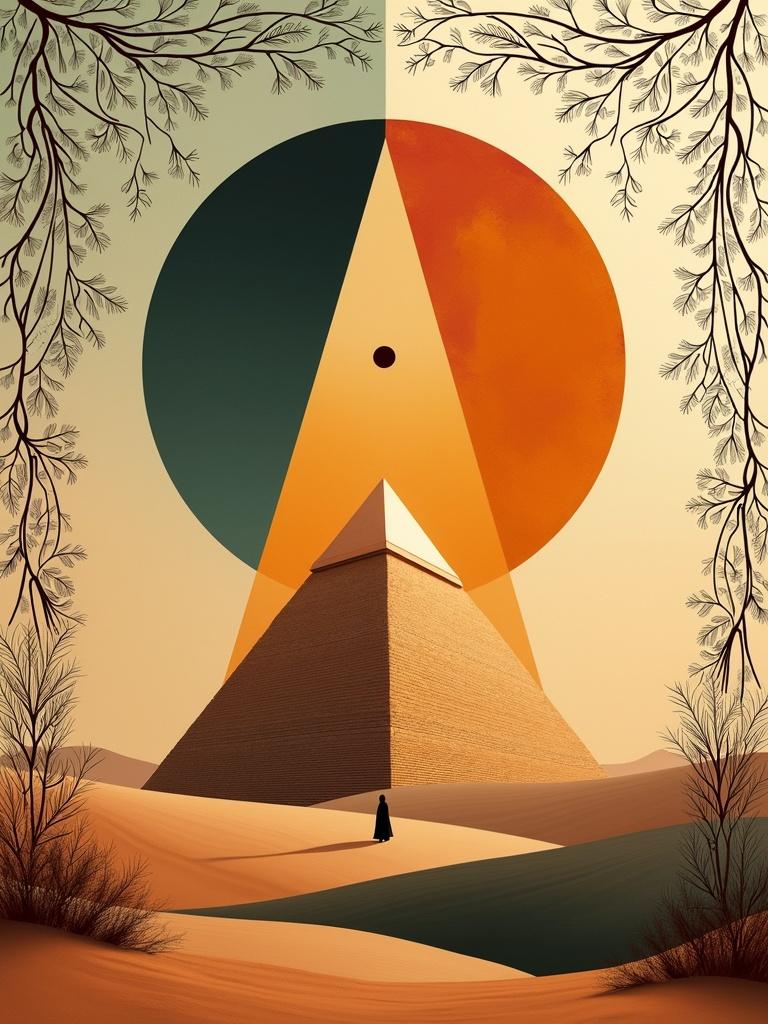 Elevate Your Space: Minimalist Desert Pyramid Diptych