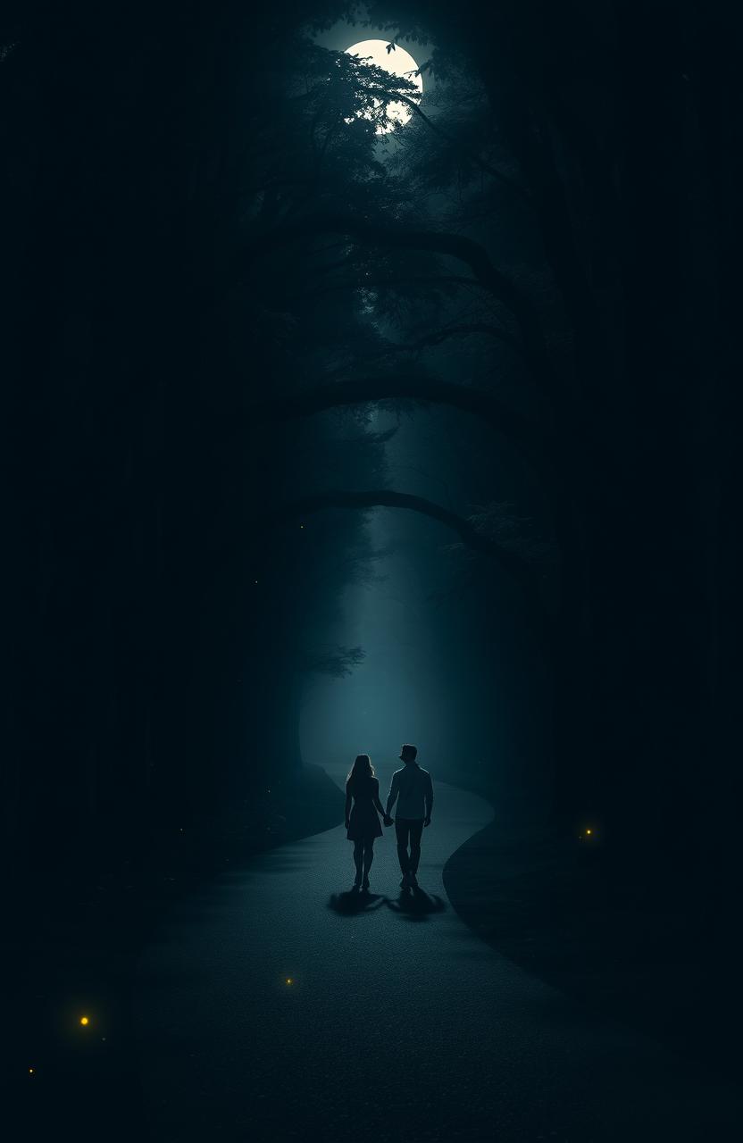 Enchanting Moonlit Path in a Dark Forest