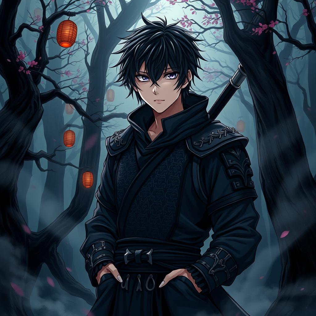 Intricate Edo-Period Ninja in Mystical Forest