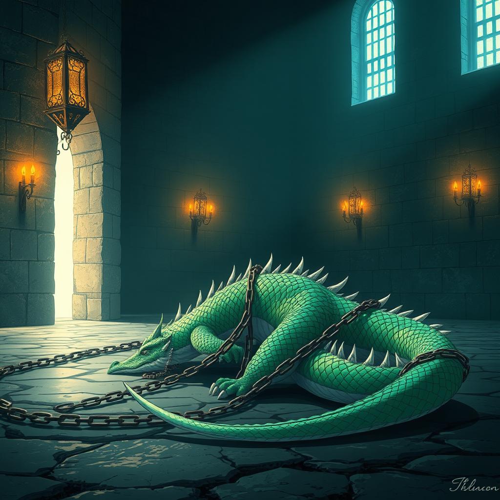 Wounded Anime Dragon in Prison: A Captivating Scene