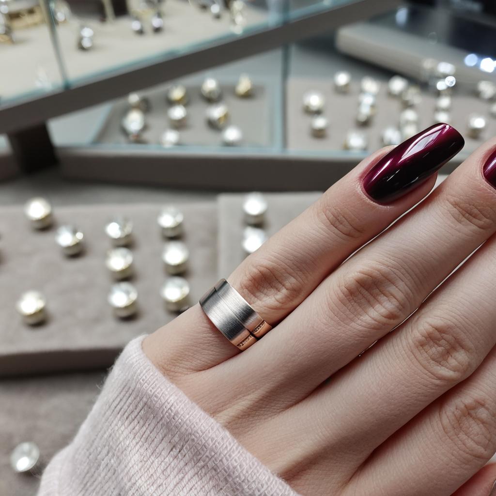 Elegant Wedding Ring Display – Modern Silver Design with Diamonds