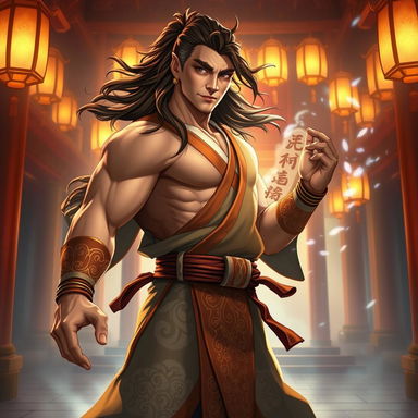 A powerful and charismatic monk character inspired by Billy Herrington ...