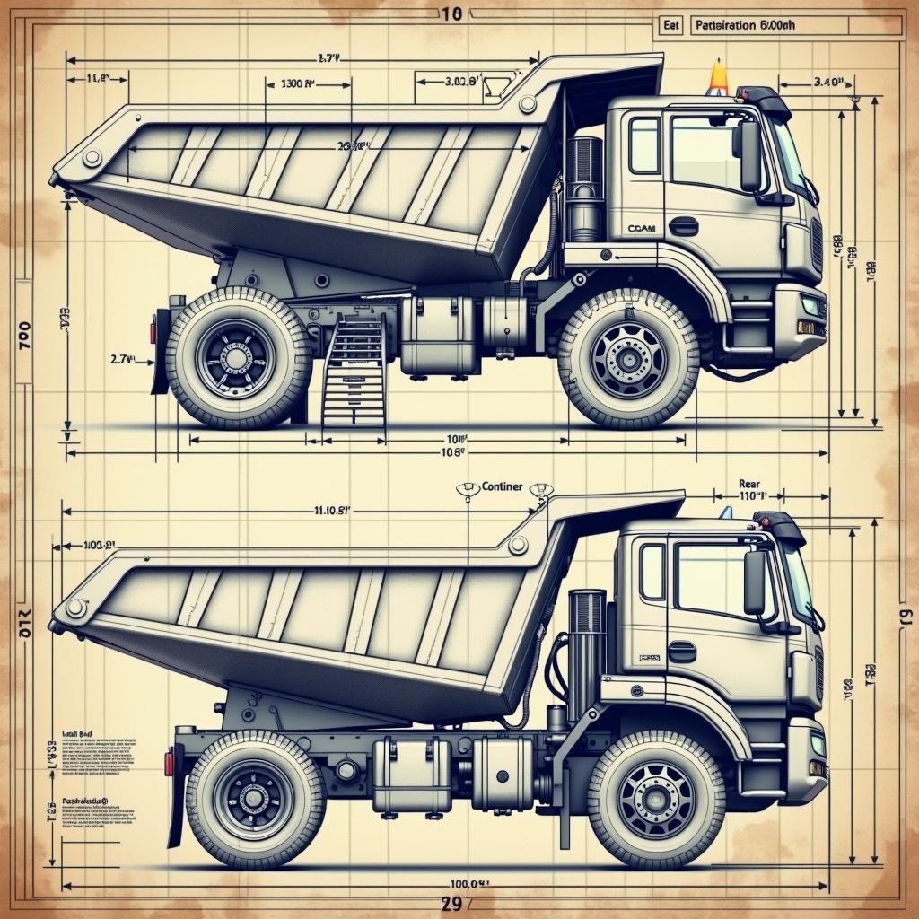 Detailed Blueprints of a Dump Truck