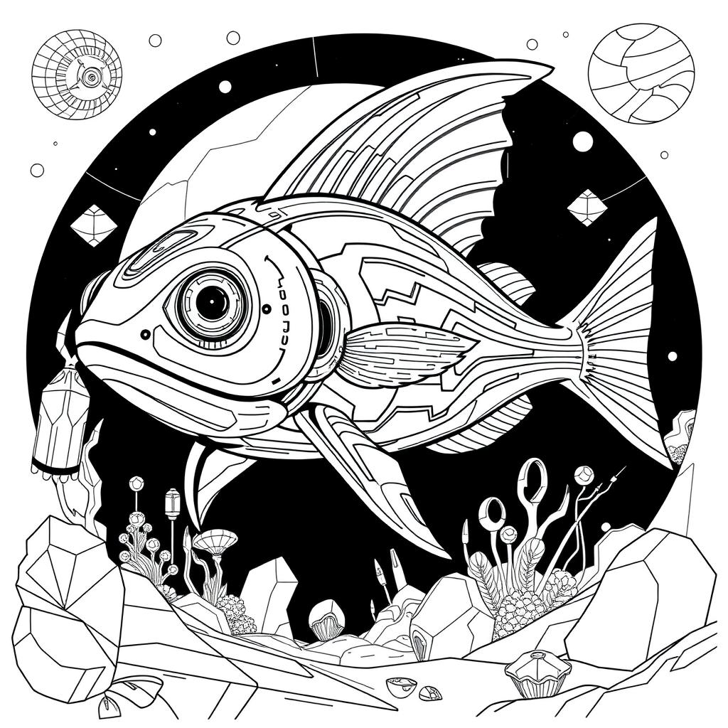 Color the Future: Futuristic Xiphias Coloring Page