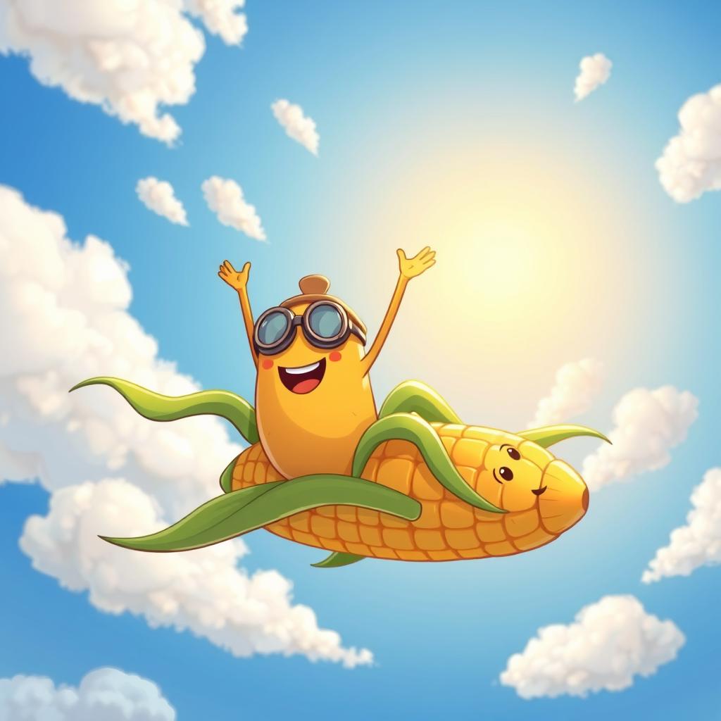 Whimsical Potato Adventure: Soaring with Corn