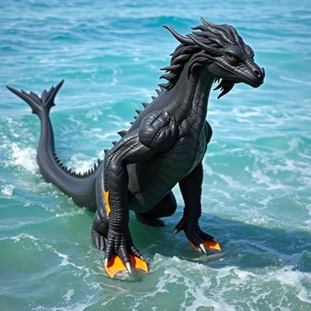 Unleash Your Imagination: Muscular Dragon Ready to Swim