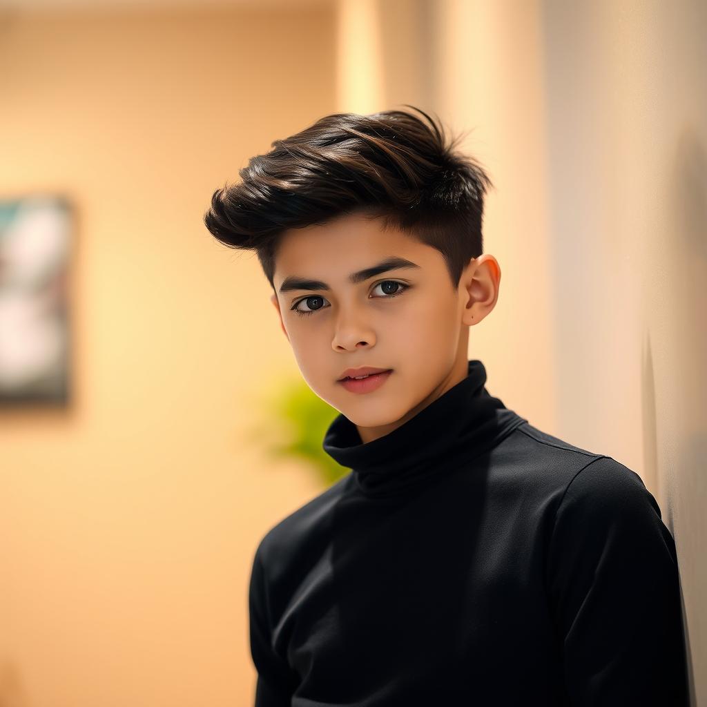 Trendy Portrait of a Confident 13-Year-Old Boy
