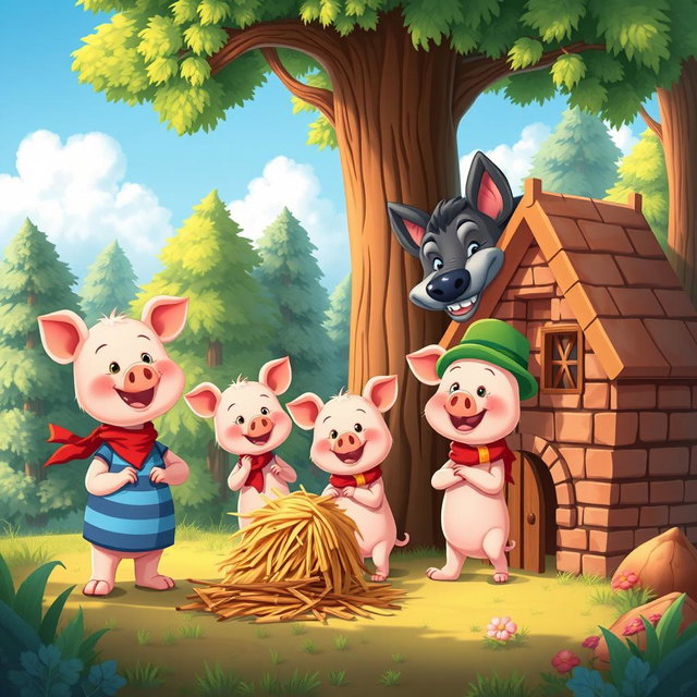 Enchanting Illustration of 'The Three Little Pigs'