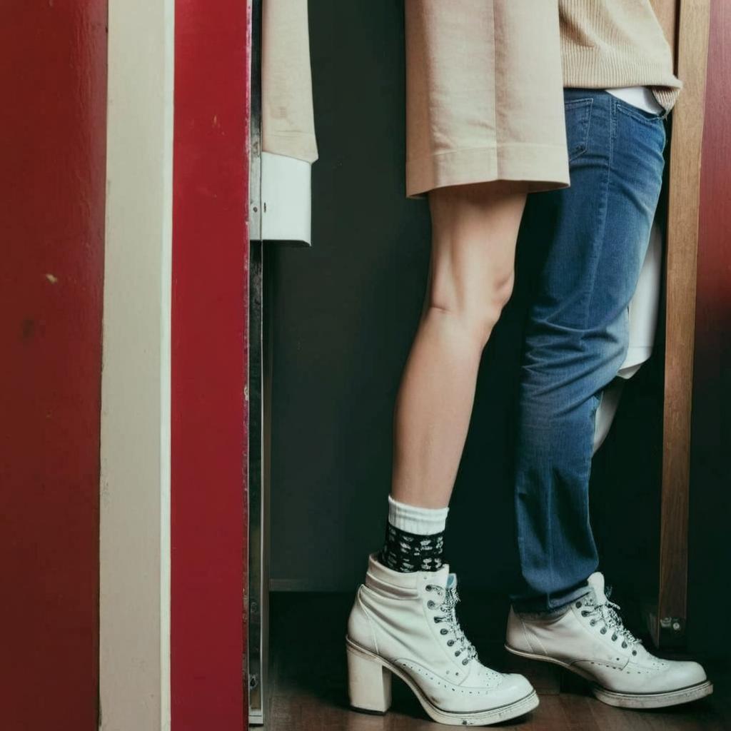 Stylish Encounter in a Modern Elevator